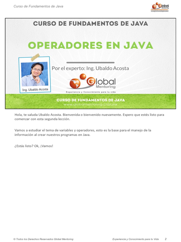 CFJ A Leccion Operadores en Java | Descargar gratis PDF | Java (lenguaje de programación ...
