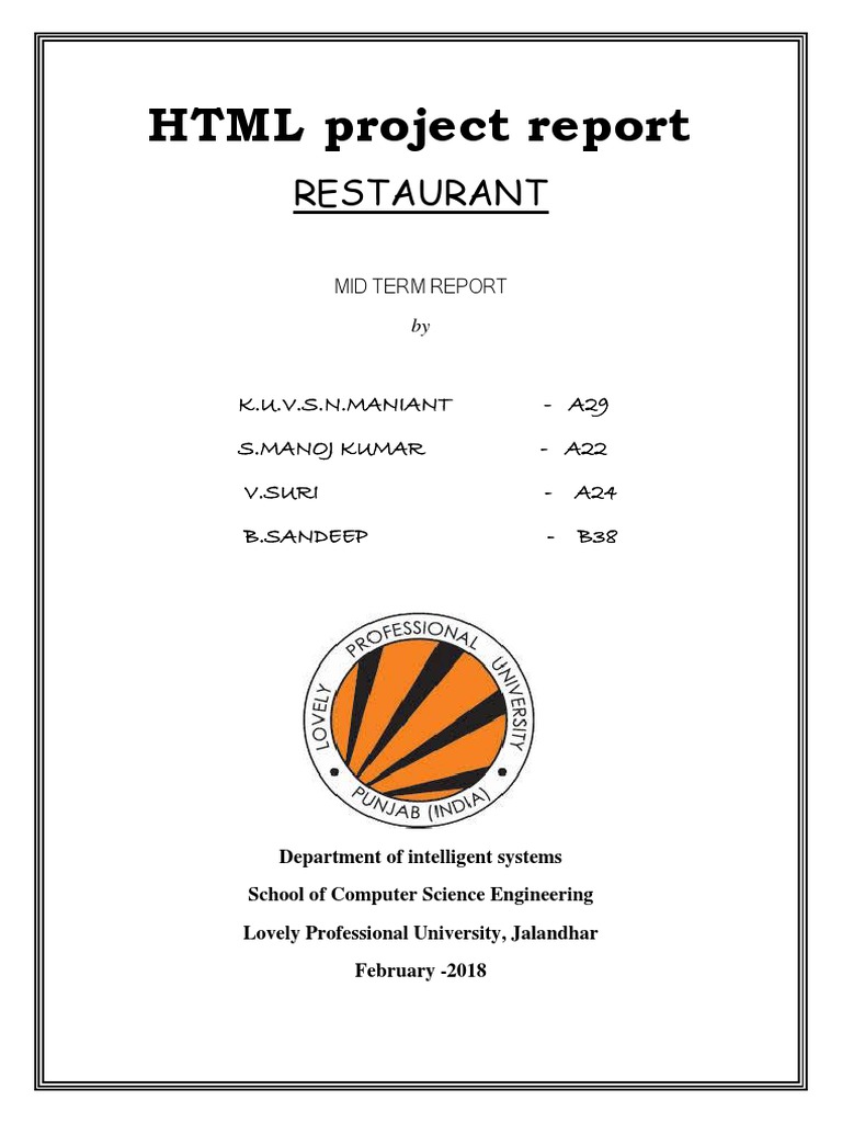 HTML Project Report: Restaurant | Download Free PDF | Websites ...