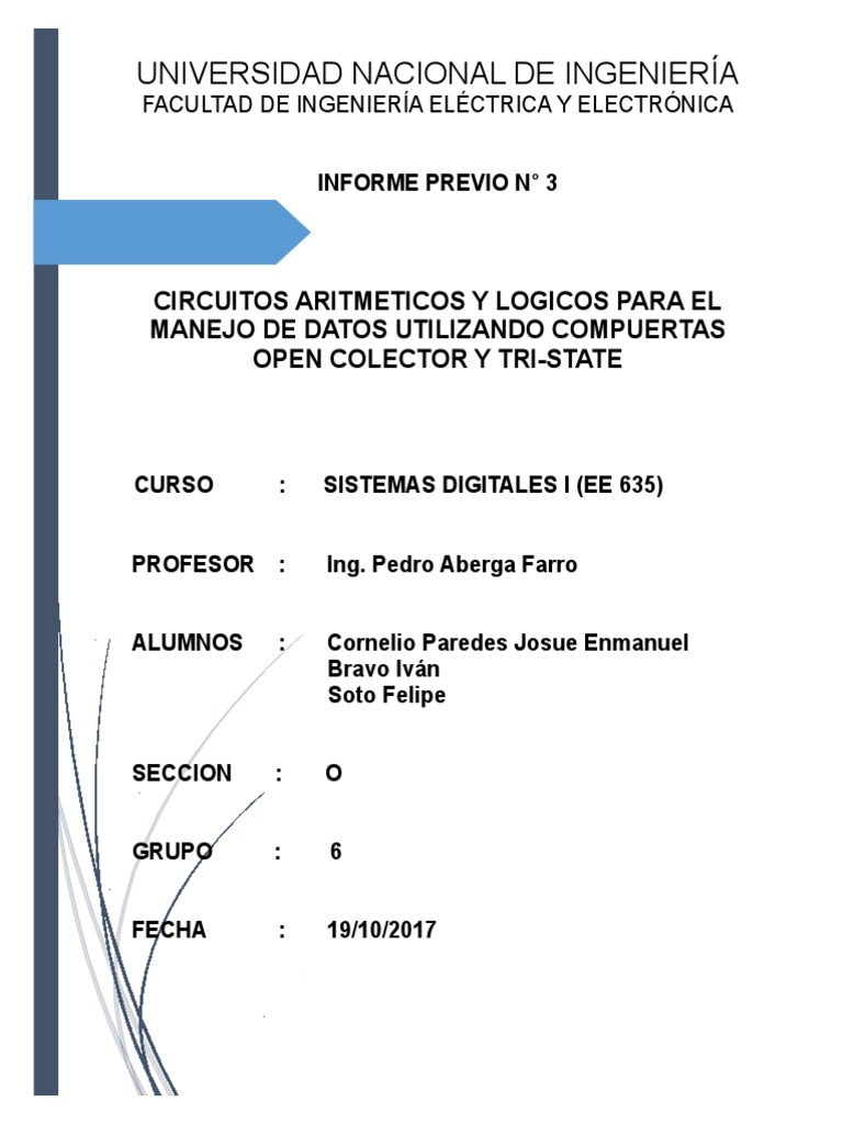 Circuitos combinacionales para el manejo de datos utilizando compuertas open collector y tri ...