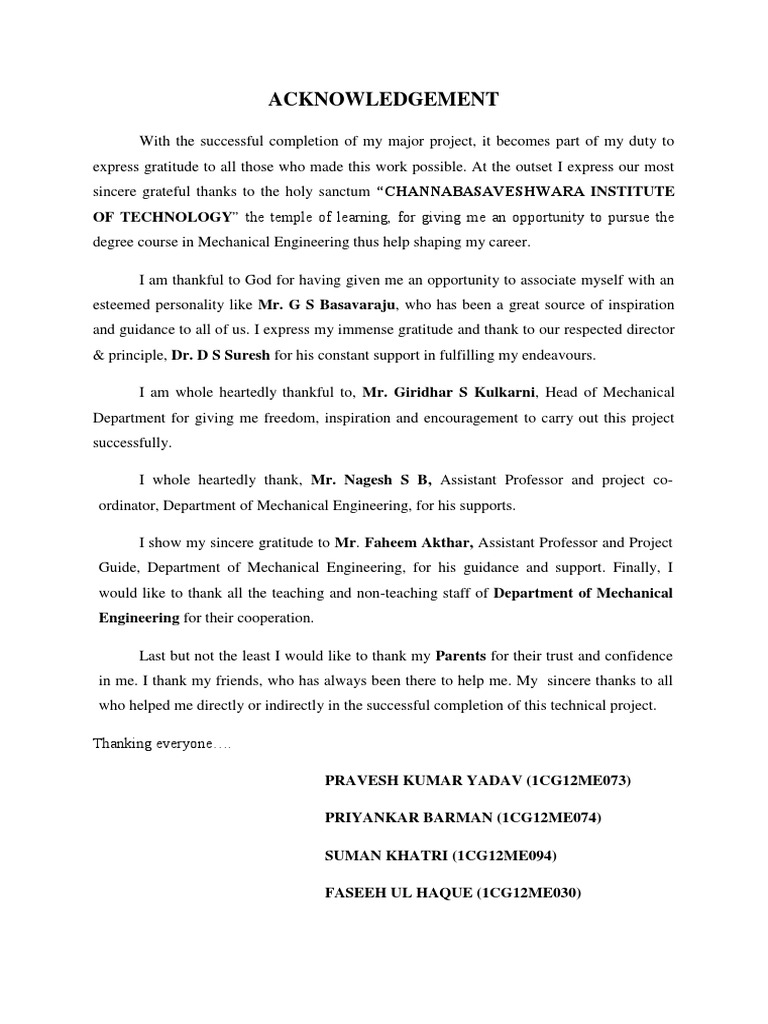 Acknowledgement: OF TECHNOLOGY" The Temple of Learning, For Giving Me ...