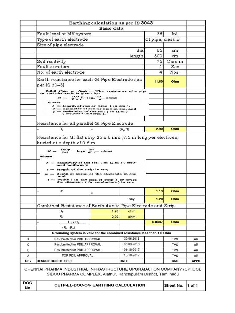CETP Earthing Calculation | PDF