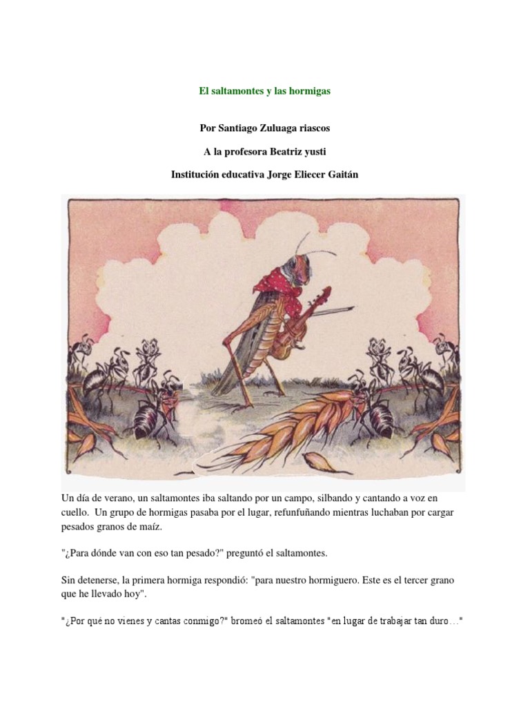 La lección del saltamontes y las hormigas | PDF | Ocio | Naturaleza