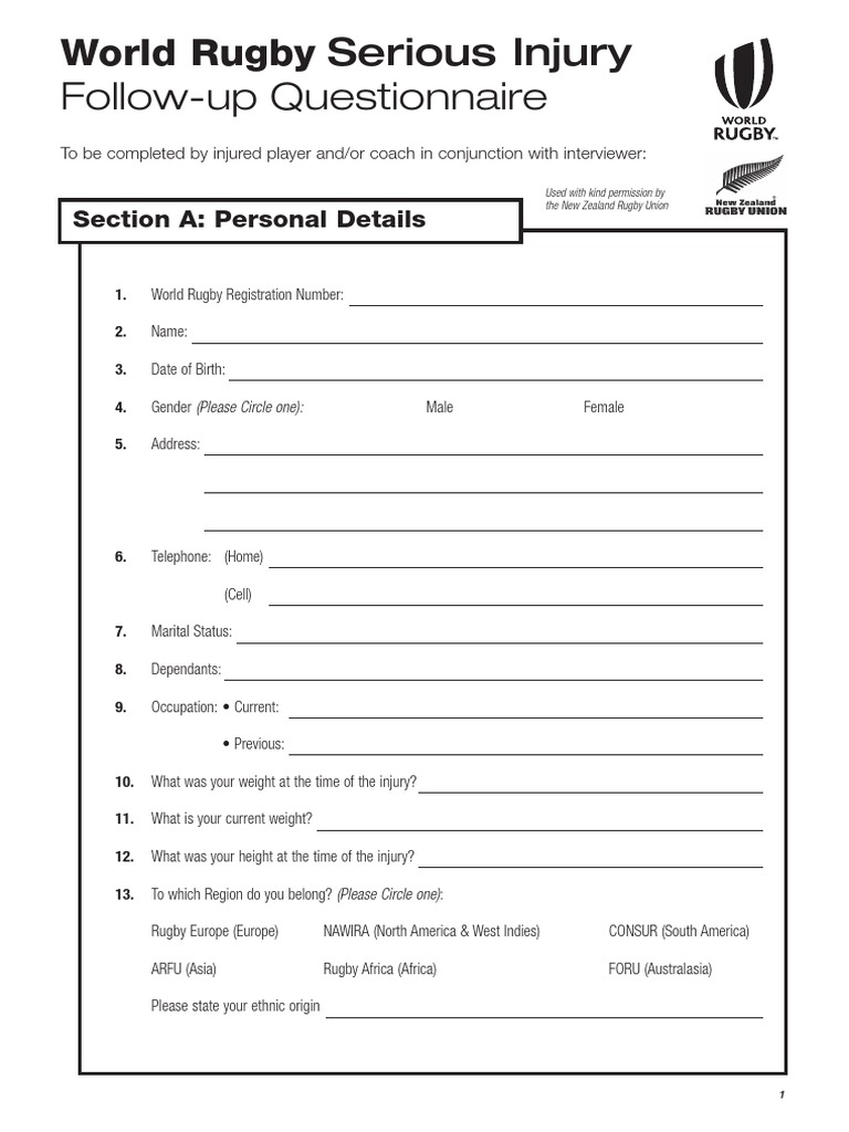 Injury Form en | PDF | Teams | Team Sports