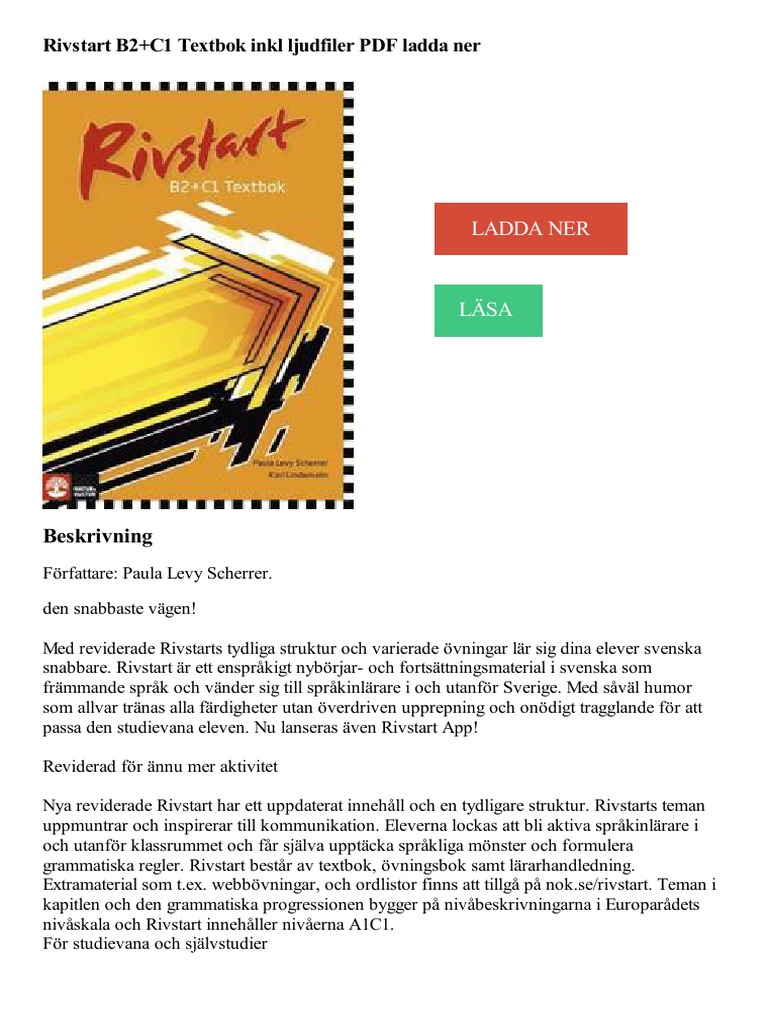 Rivstart B2+C1 Textbok Inkl Ljudfiler PDF Ladda Ner | PDF