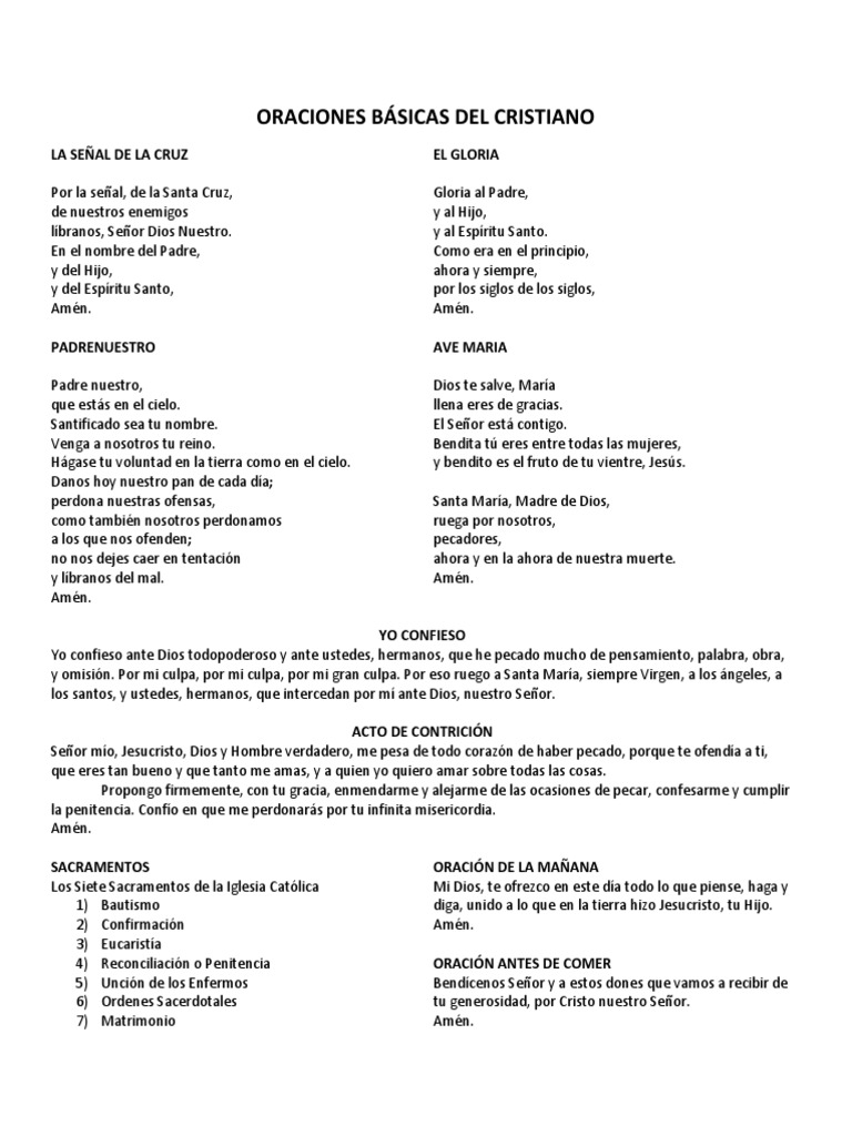 Basic Prayers For 1st Eucharist Spanish | PDF | María, madre de Jesús ...
