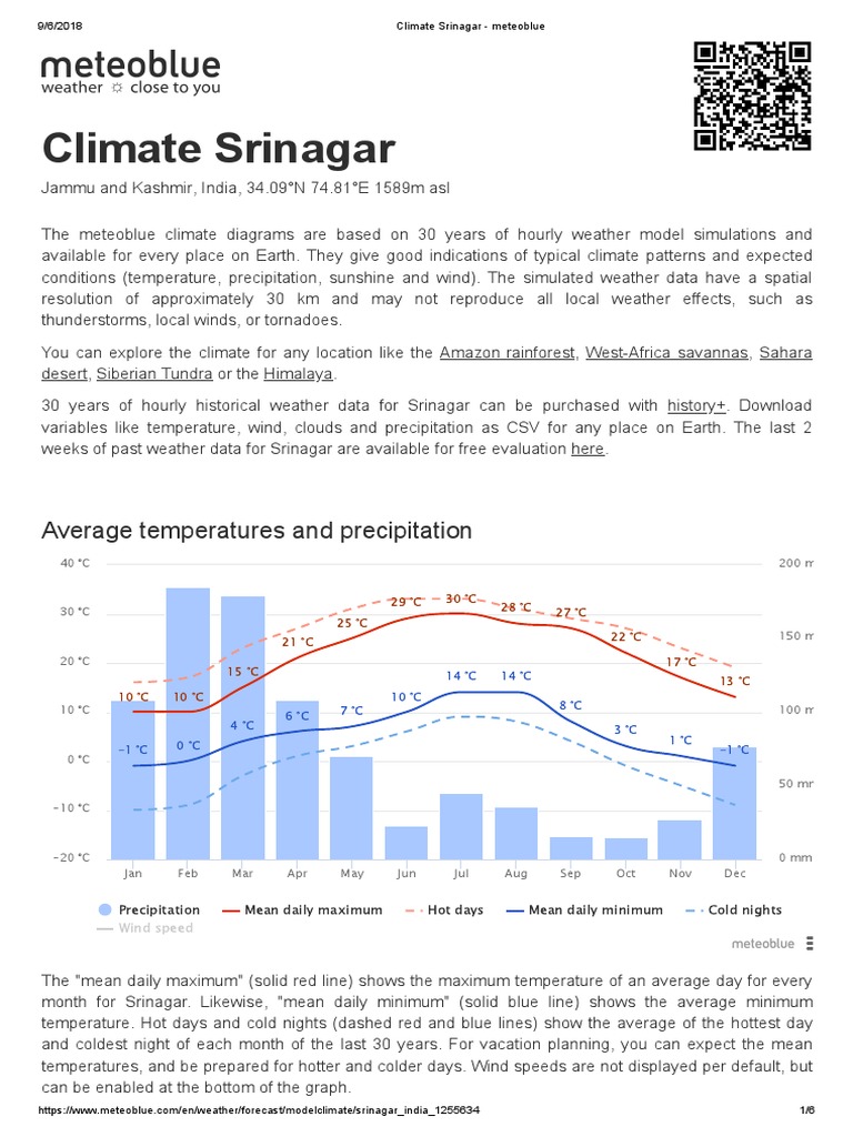 Srinagar 30-Year Climate Overview | PDF | Climate | Precipitation