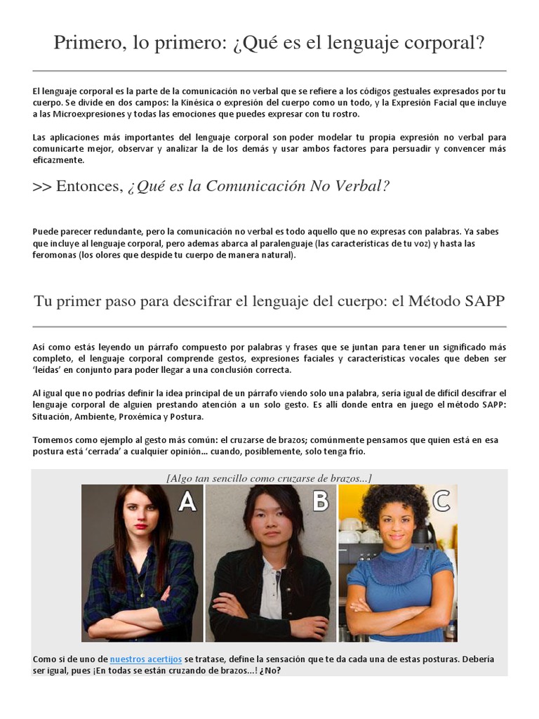 Lenguaje Corporal | PDF | Comunicación no verbal | Semiótica