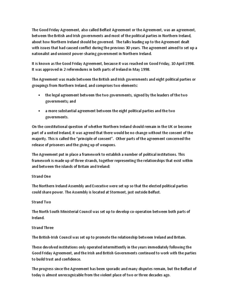 Good Friday Agreement Overview | PDF