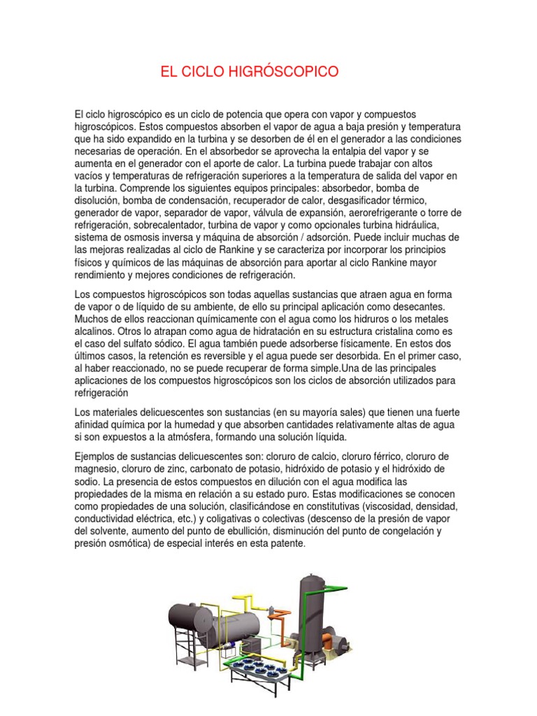 Ciclo Higroscópico: Eficiencia y Ventajas | PDF | Química | Química Física