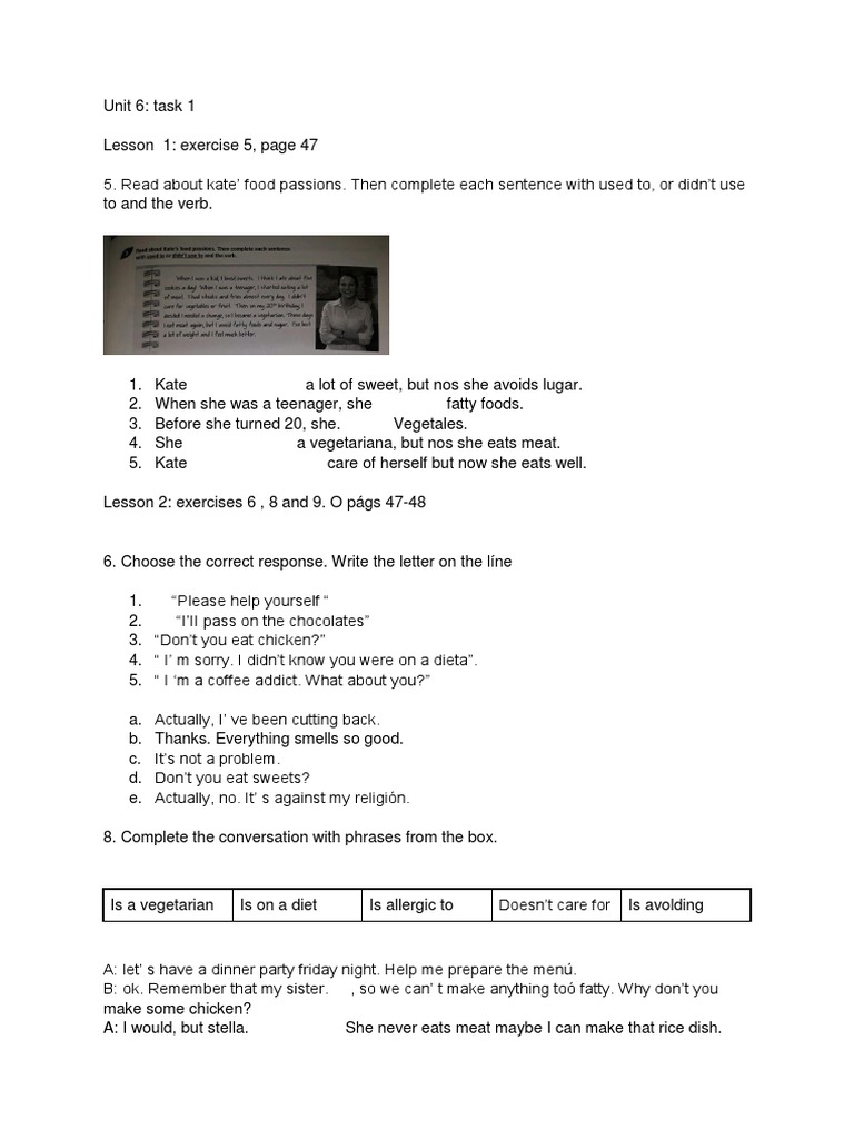 Unit 6 Task 1 | PDF | Food And Drink | Foods