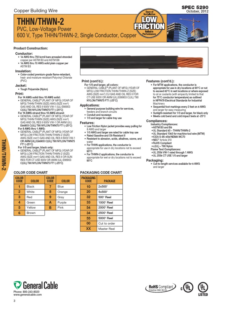 General Cable THHN Copper Building Wire | PDF | Electrical Conductor ...