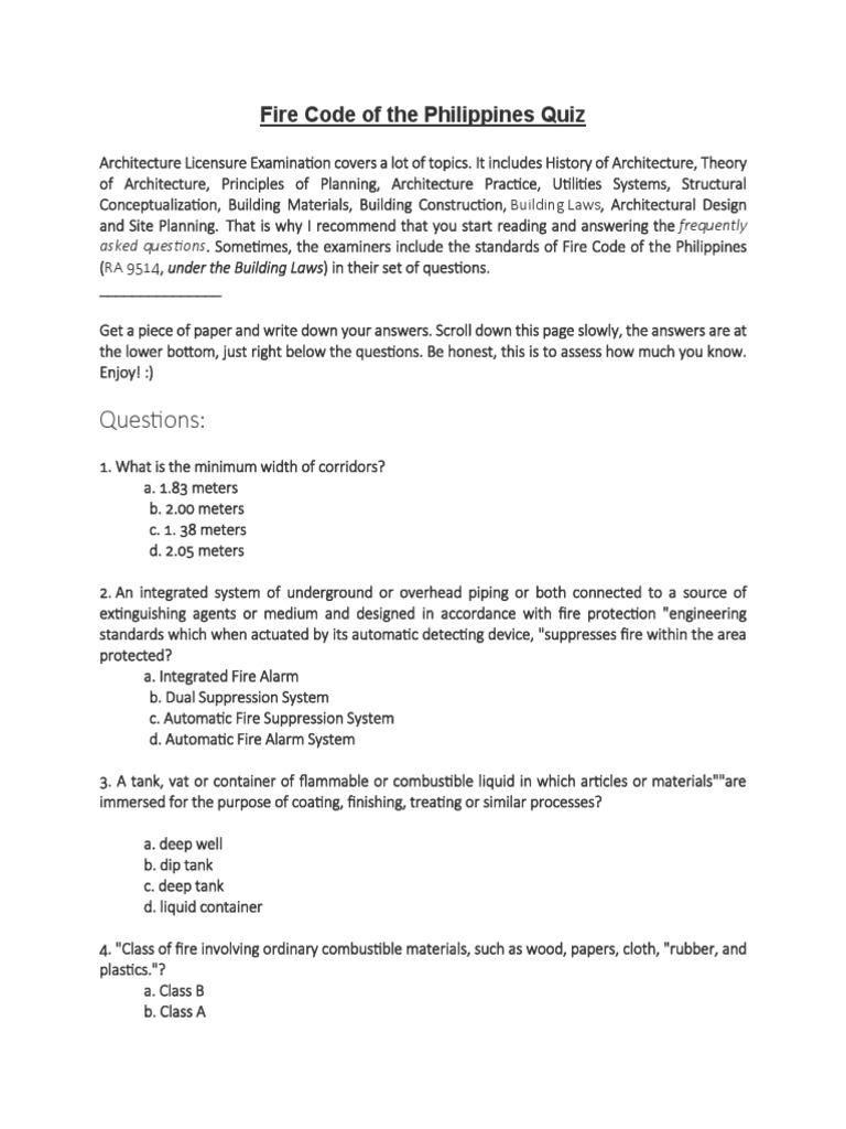 RA 9514-Fire Code of The Philippines Quiz | Download Free PDF | Fires ...