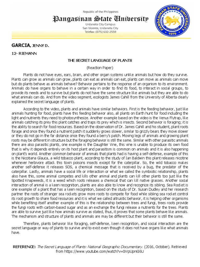 The Secret Language of Plants | PDF | Foraging | Plants