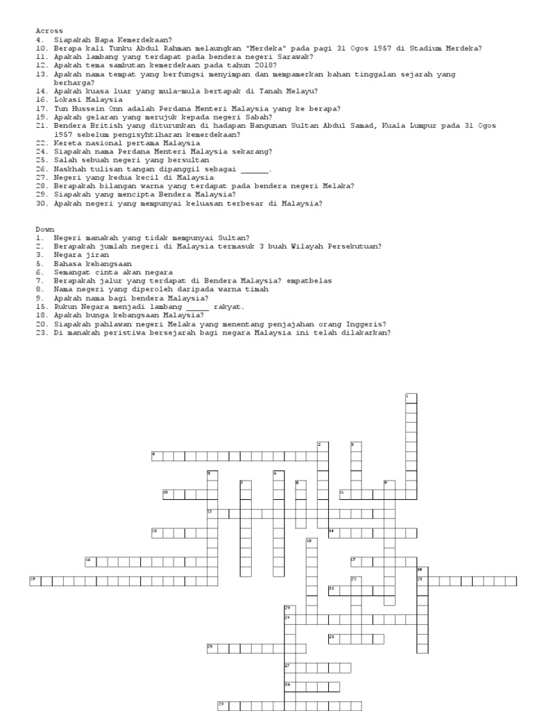 Puzzle Kemerdekaan Malaysia | PDF