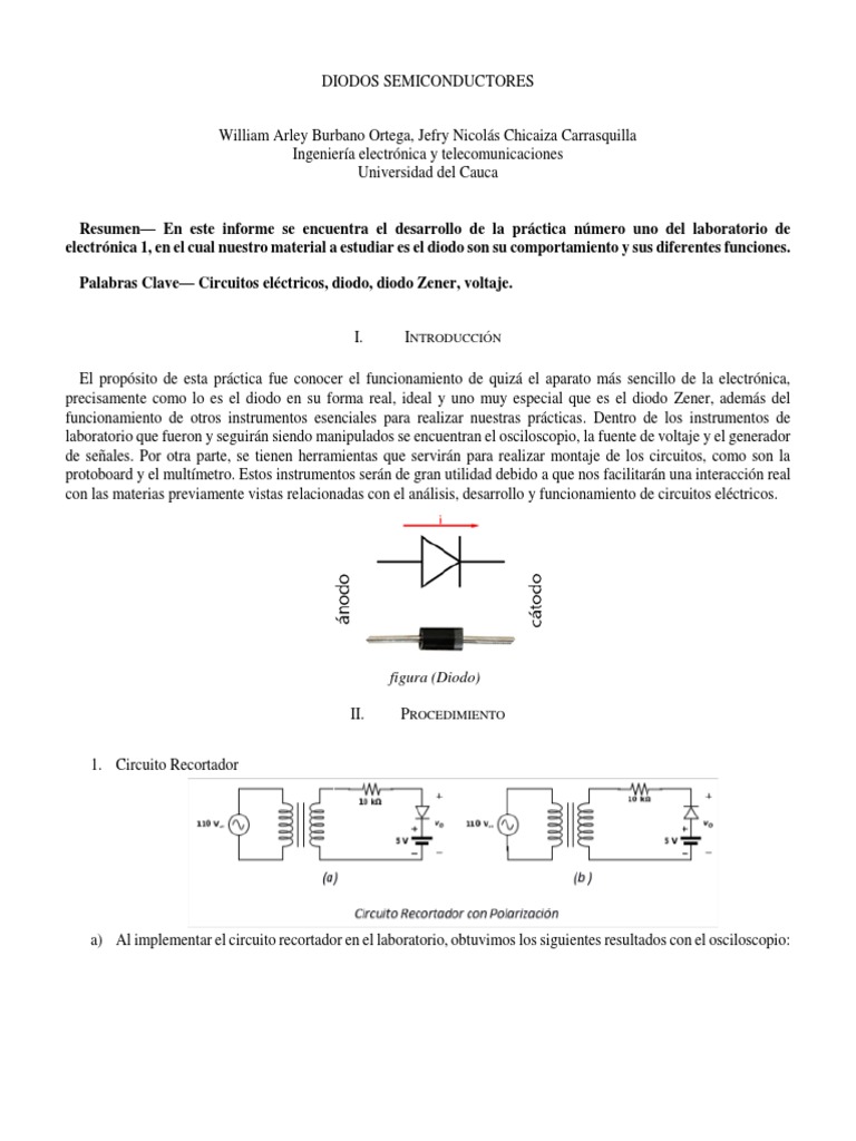 Practica 1 Lab. I Electronica (Entrega) | PDF | Rectificador | Diodo