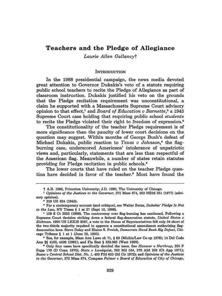 Teachers and The Pledge of Allegiance | PDF | First Amendment To The ...