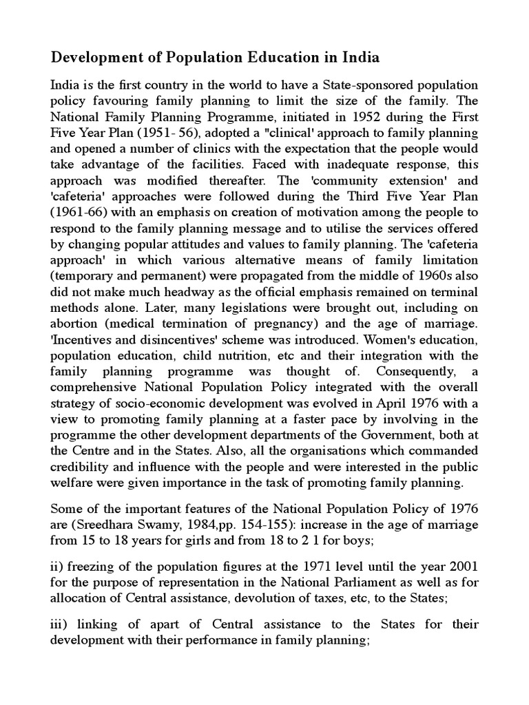 Importance Of Population Education