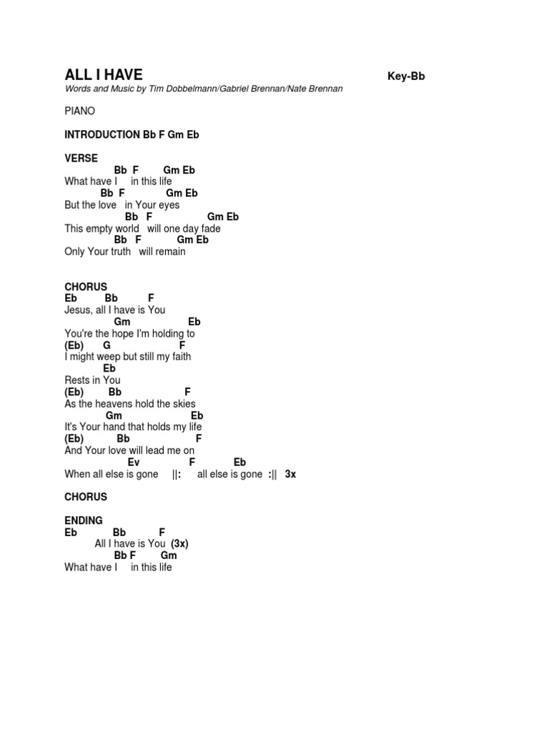 All I Have: Christian Worship Song Lyrics | PDF