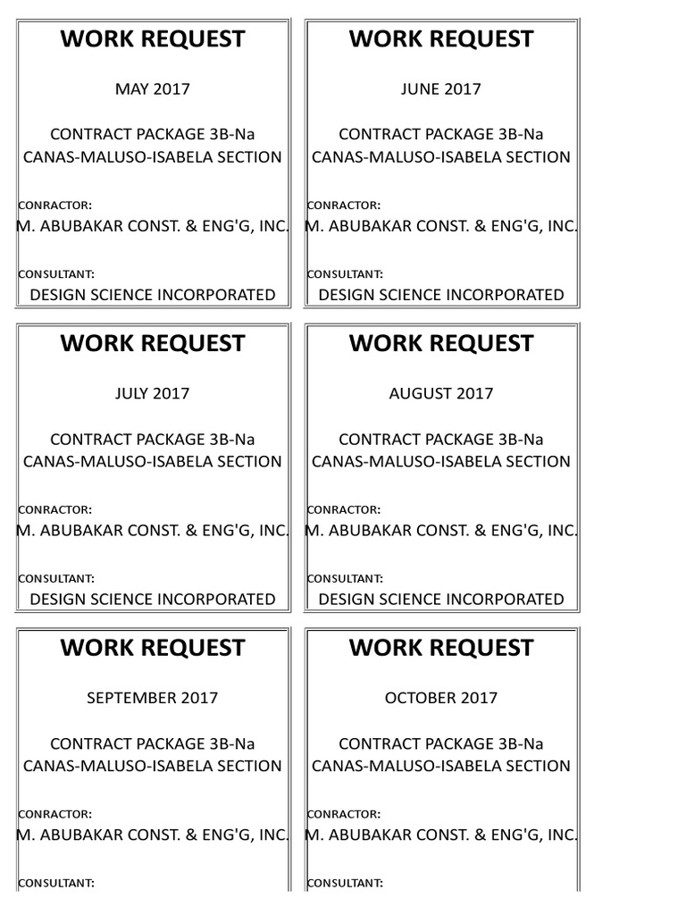 Sticker For Work Request | PDF