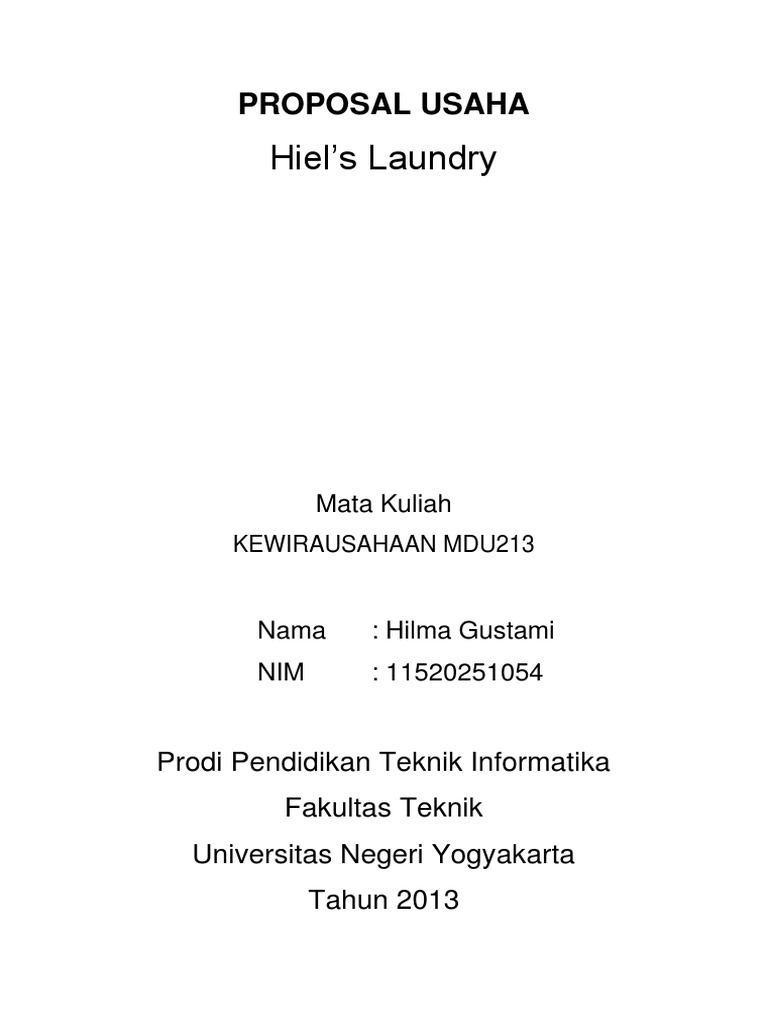 Hiel's Laundry: Proposal Usaha | PDF
