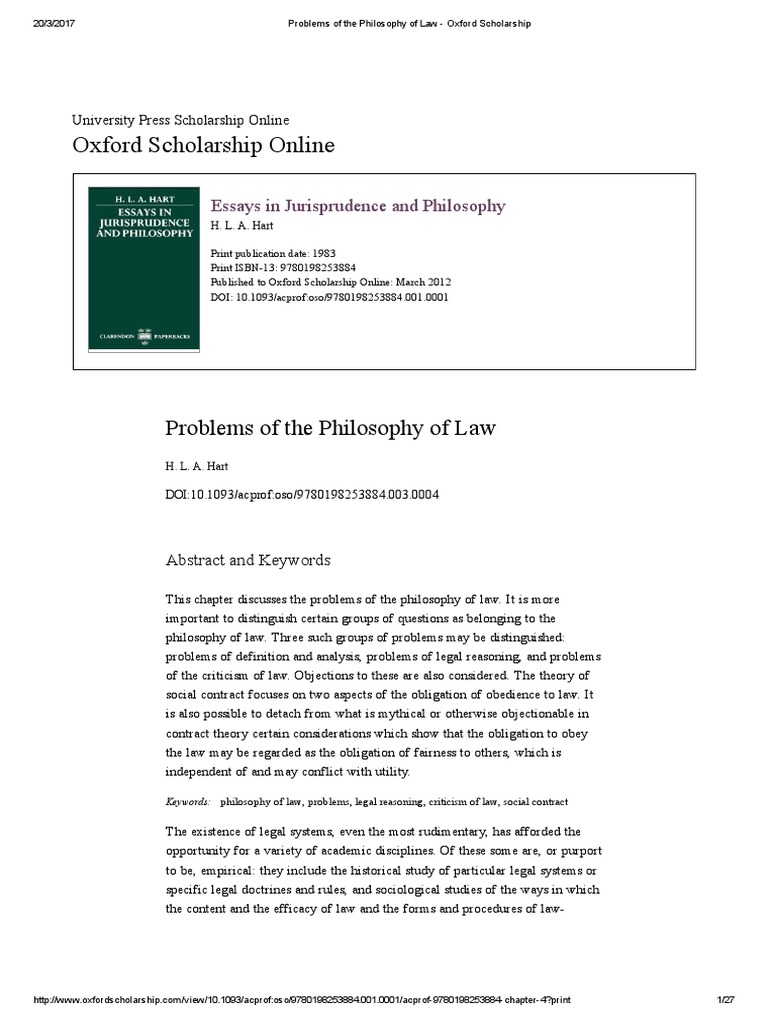 Hart Problems of The Philosophy of Law | PDF | Jurisprudence | Logic