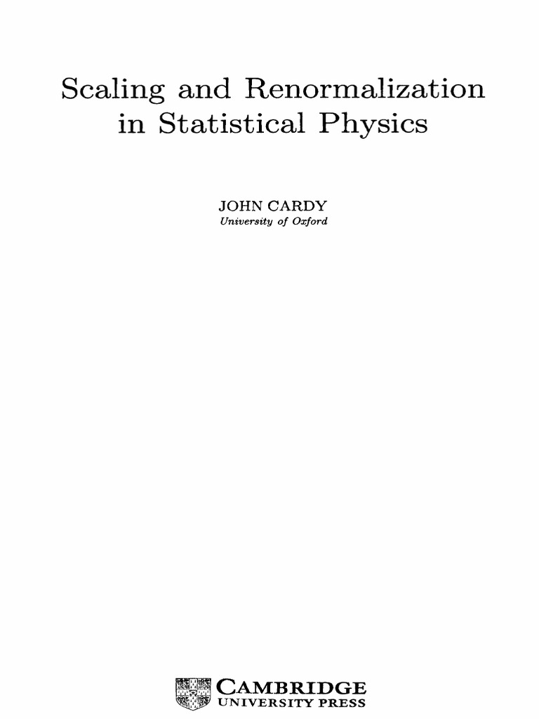 John Cardy - Scaling and Renormalization in Statistical Physics | PDF