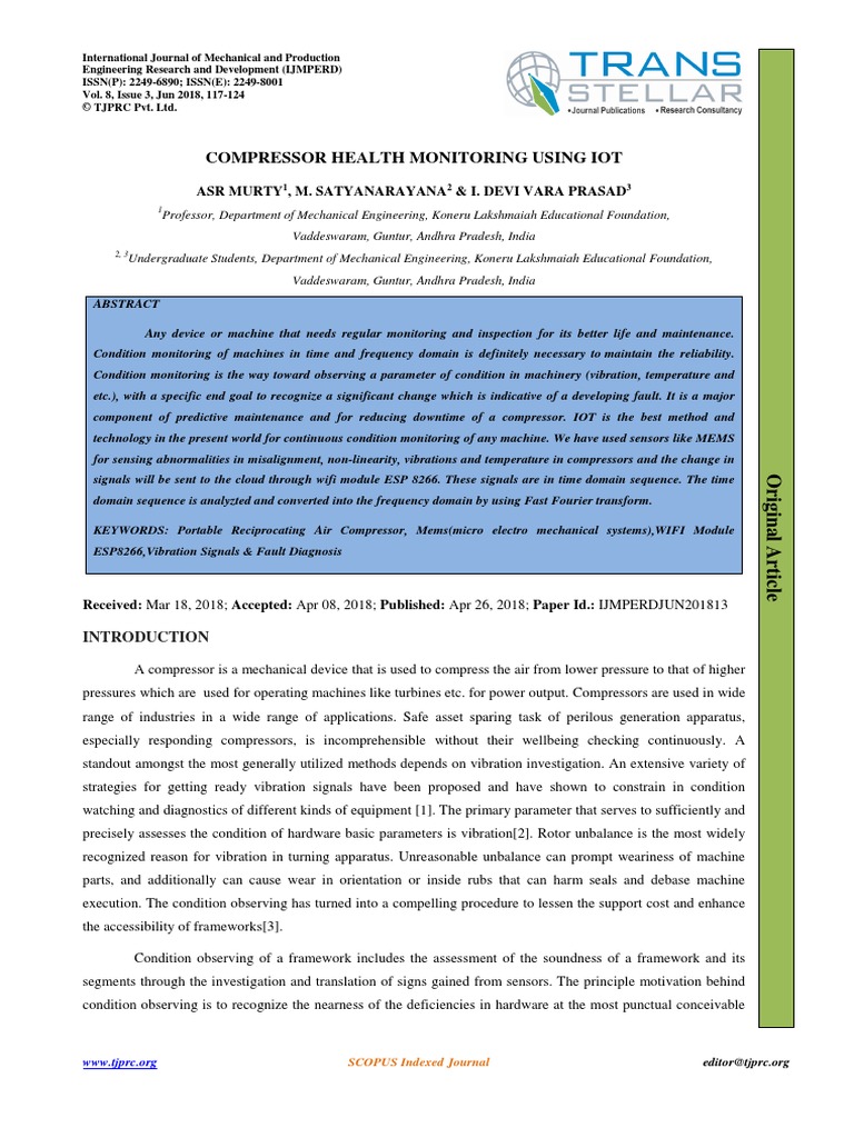 Compressor Health Monitoring Using Iot | PDF | Fourier Analysis ...