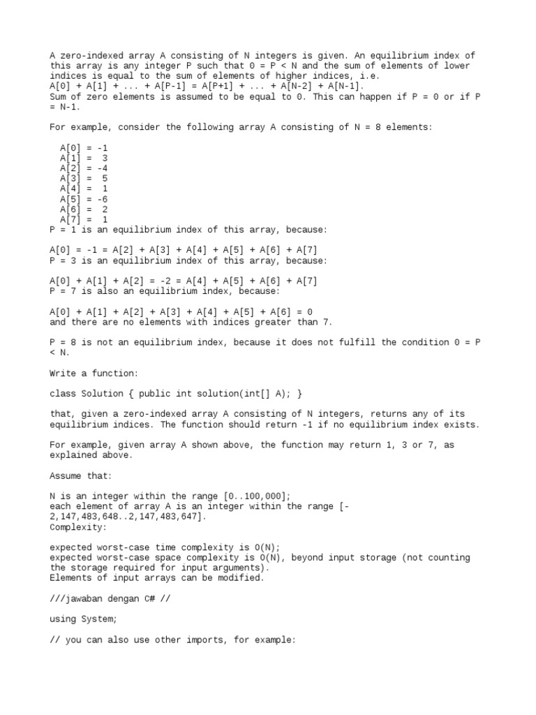 Test Codility | PDF | Array Data Structure | Integer (Computer Science)