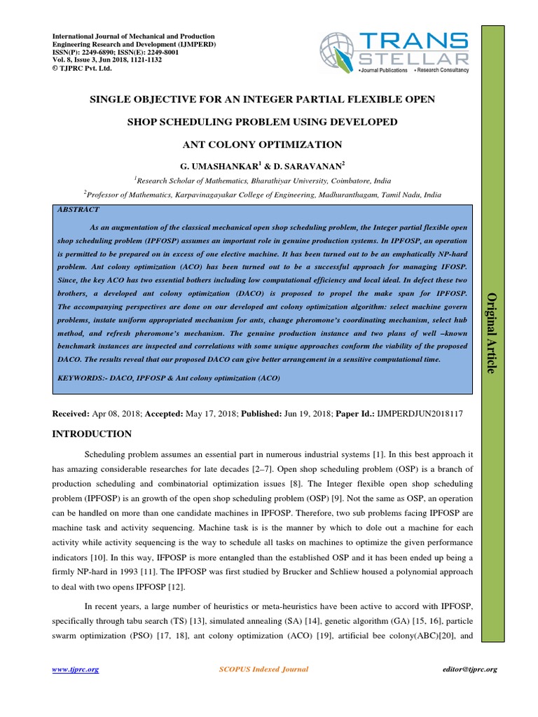 Single Objective For An Integer Partial Flexible Open Shop Scheduling Problem Using Developed