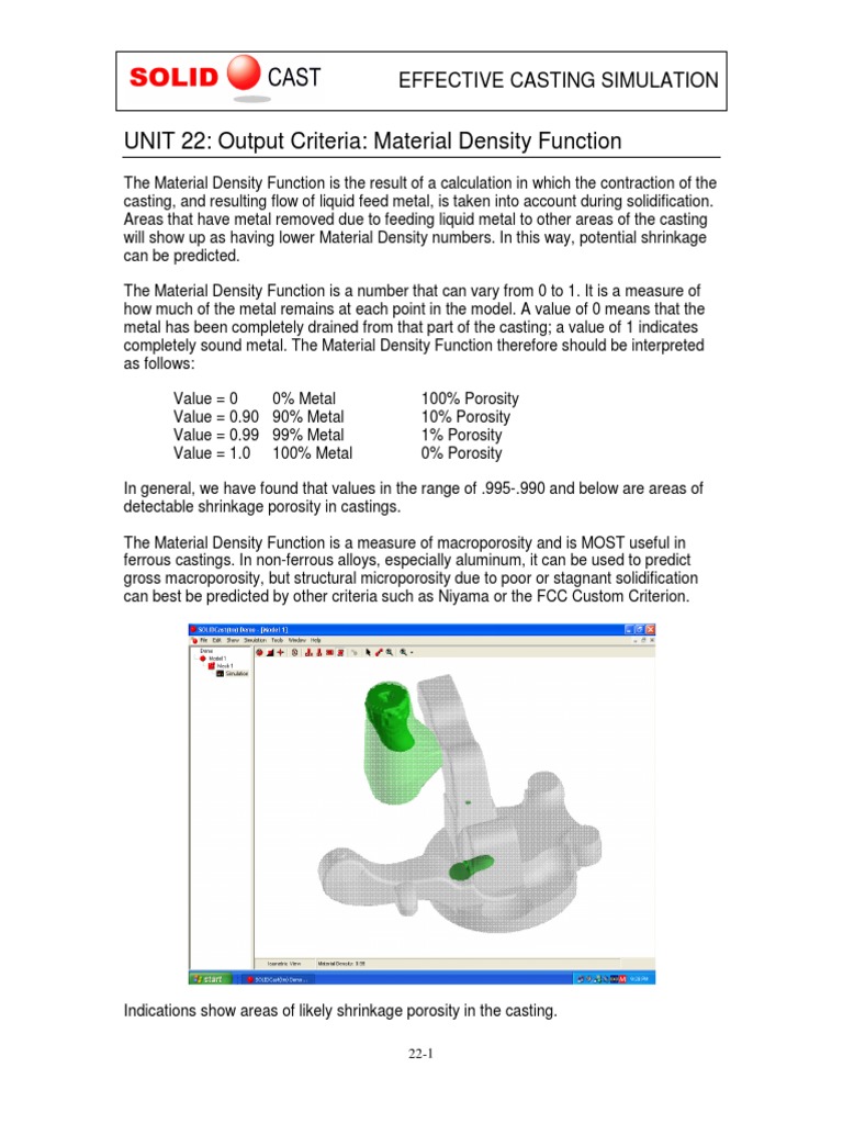 UNIT 22: Output Criteria: Material Density Function: Effective Casting Simulation | PDF ...