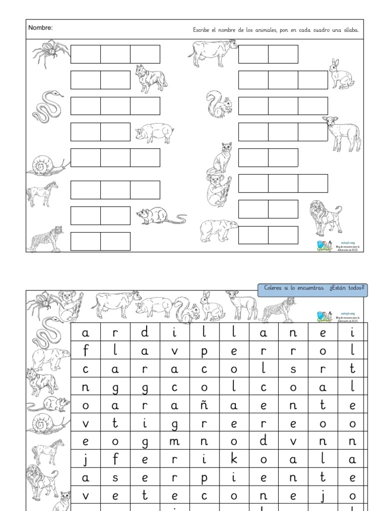 Trabajamos Las Sílabas Con Animales PDF | PDF
