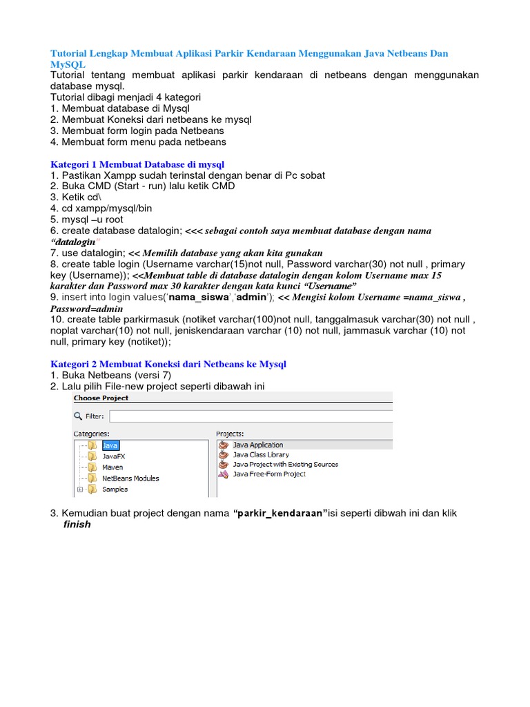 Tutorial Aplikasi Parkir Kendaraan Menggunakan Java Netbeans Dan MySQL ...