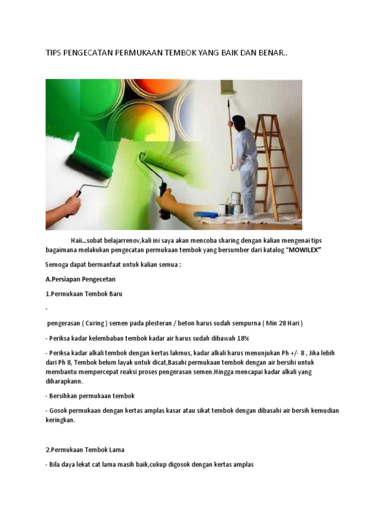 Tips Pengecatan Tembok yang Efektif | PDF