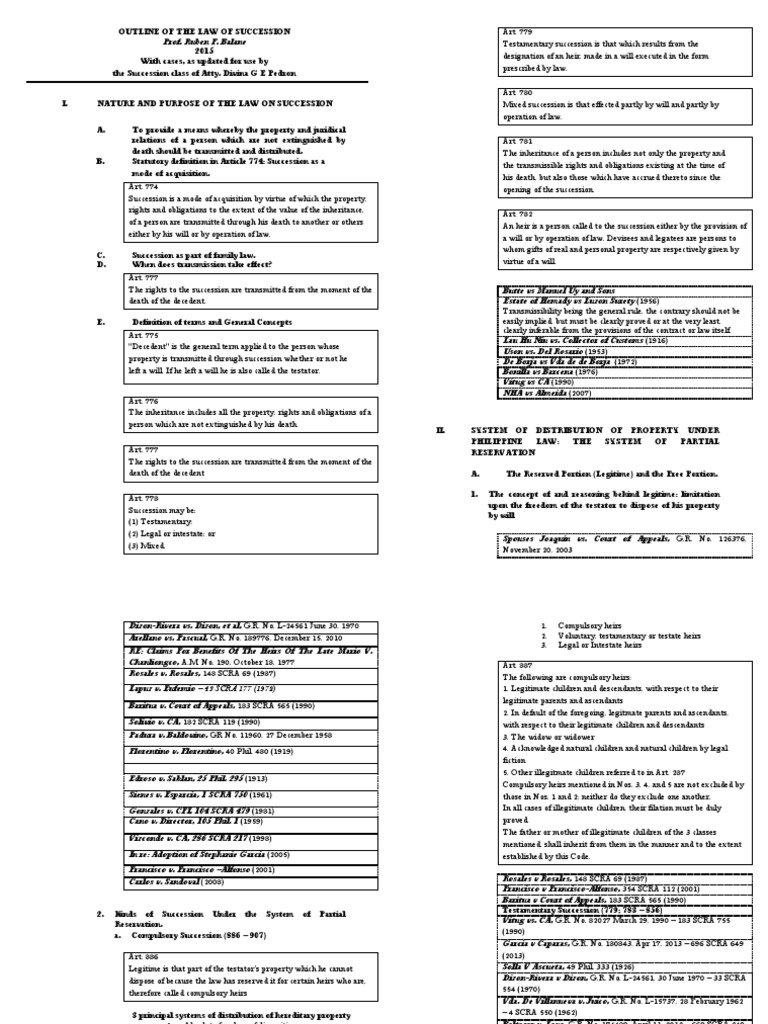An Outline of the Philippine Law of Succession: Compulsory Heirs ...