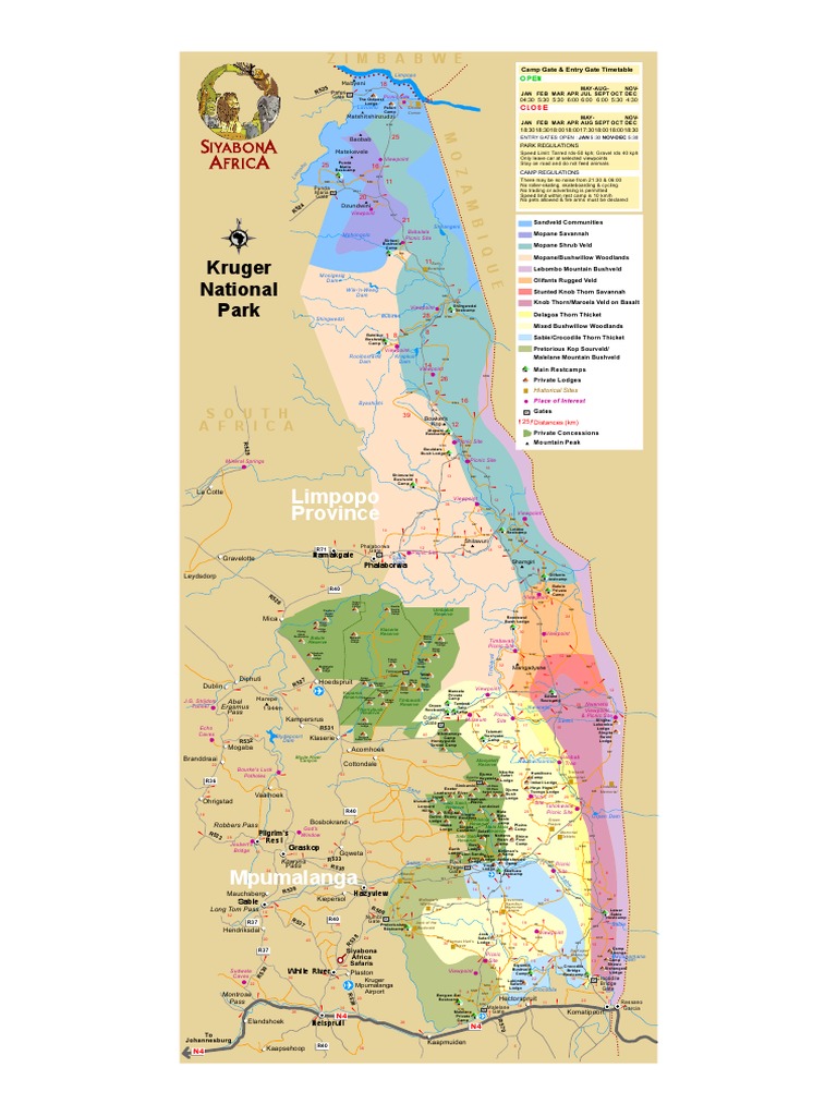 Kruger Park Map PDF | Download Free PDF | Nature