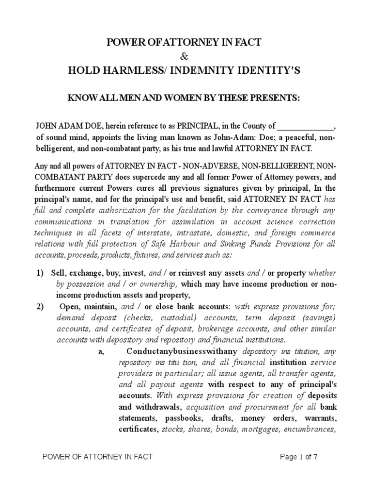 Power of Attorney in Fact | PDF | Trust Law | Bonds (Finance)