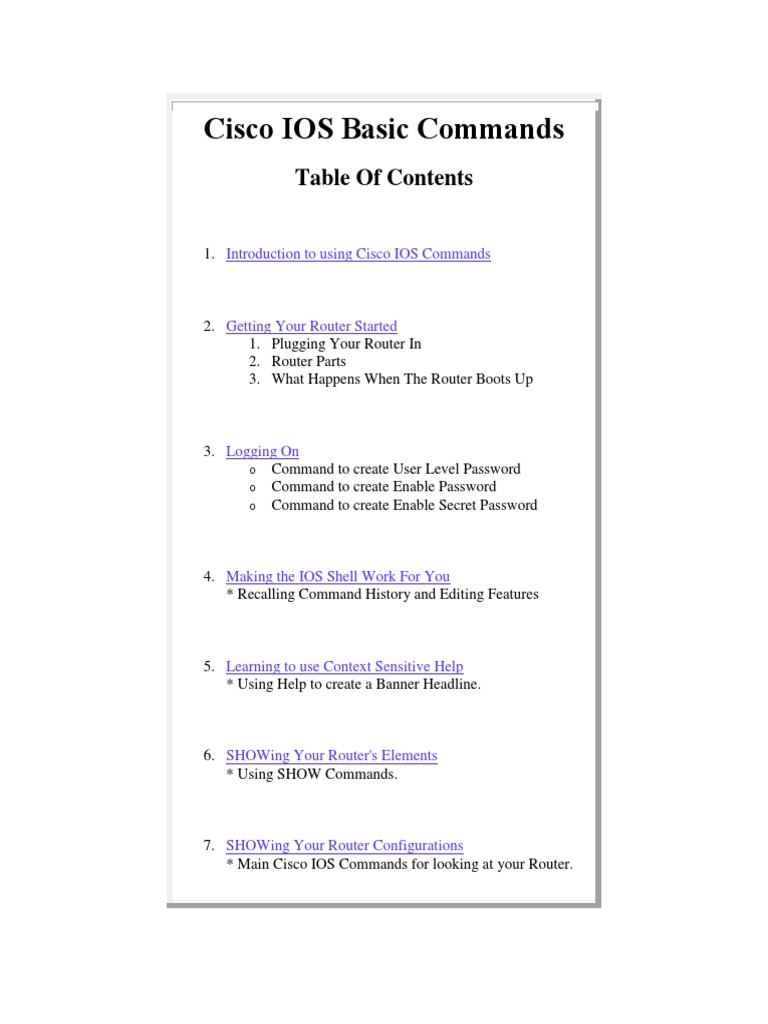 Cisco IOS Basic Commands PDF | PDF | Random Access Memory | Booting