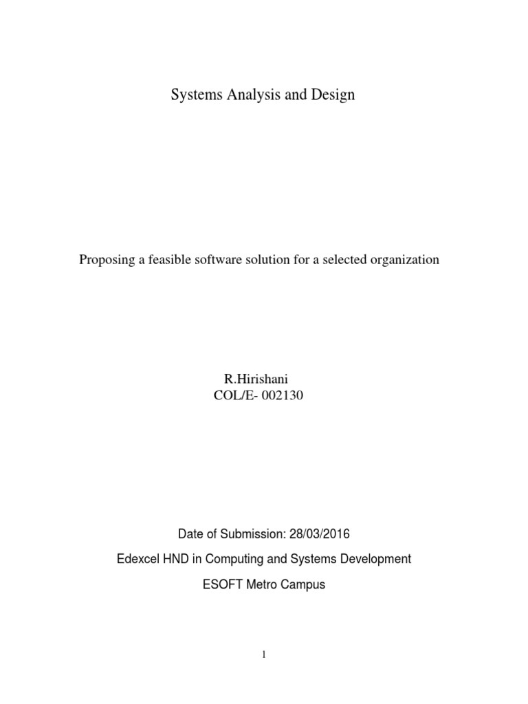 Systems Analysis and Design | PDF | Software Development Process | Feasibility Study