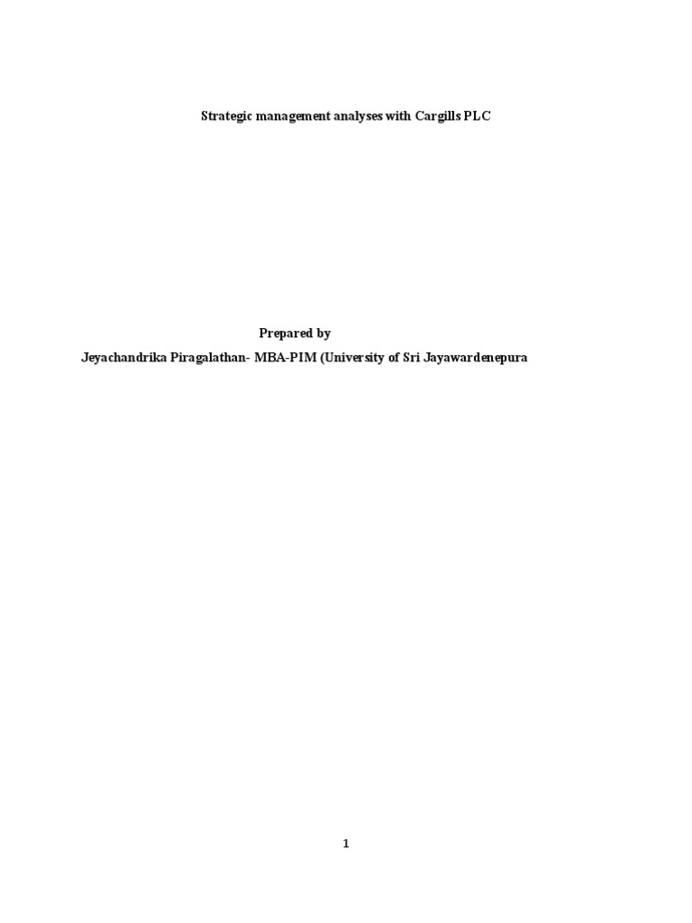 Cargills Strategic Management | PDF | Change Management | Strategic ...