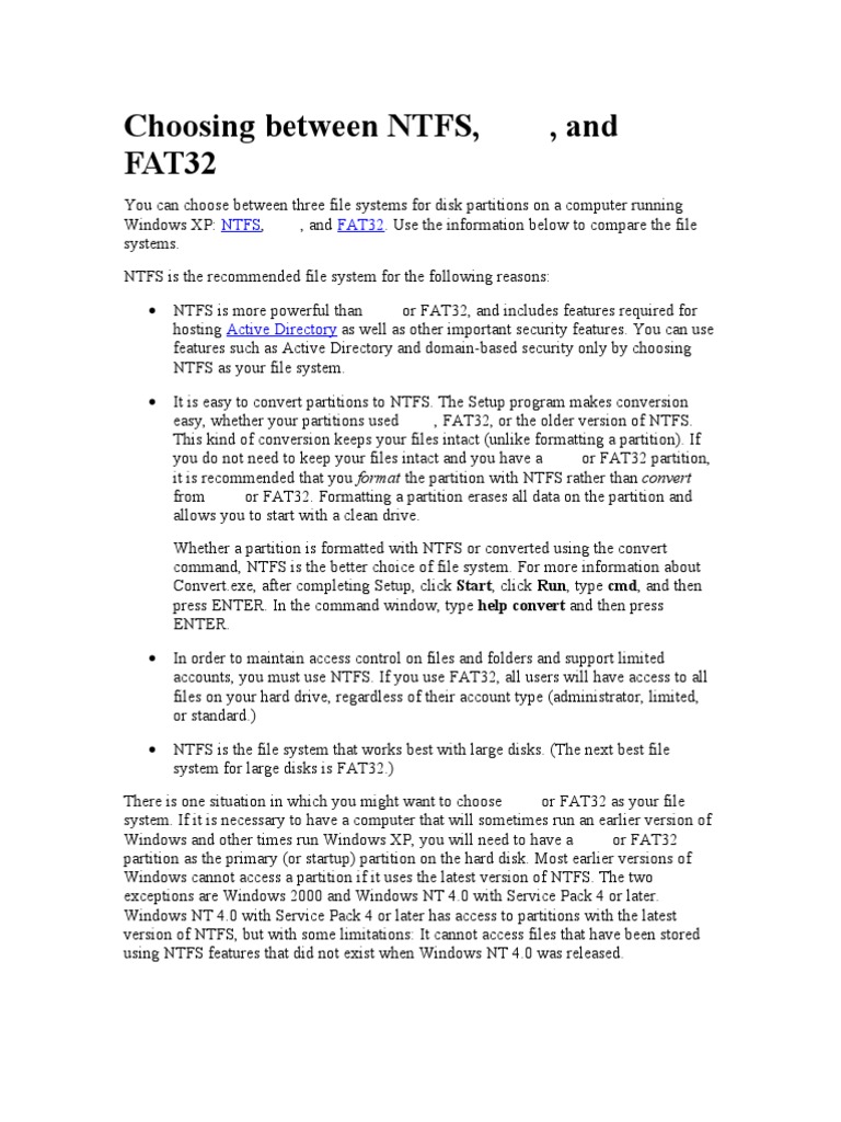 Choosing Between NTFS,, and FAT32 | PDF | File System | Computer File