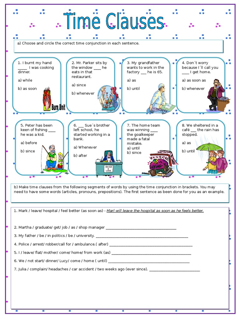 Time Clauses | PDF | Sentence (Linguistics) | Linguistic Morphology