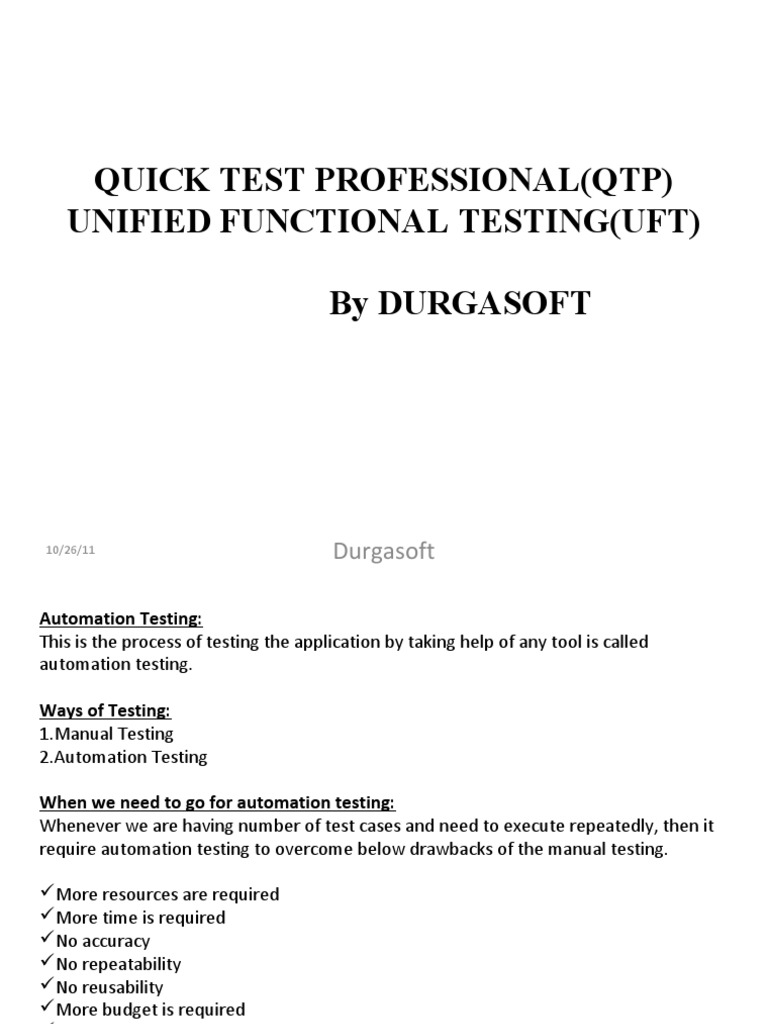 Automation Testing Fundamentals: An Introduction to QuickTest ...