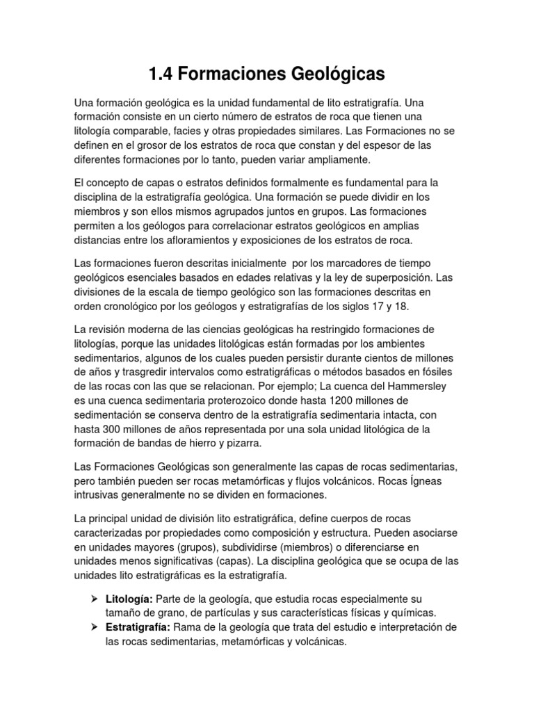 Formaciones Geológicas y su Clasificación | PDF | Magma | Roca (geología)