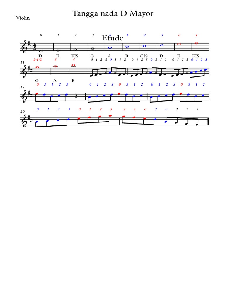 Tangga Nada D Mayor Dasar - Violin