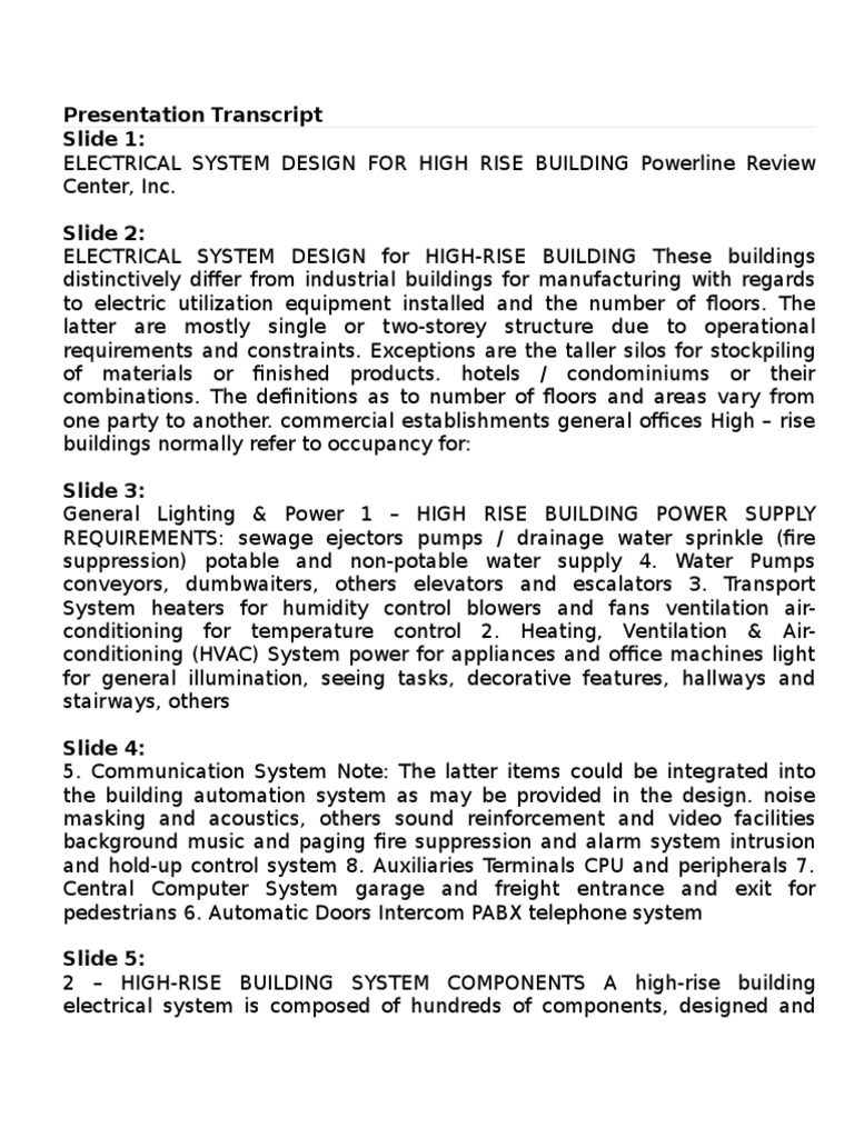 Electrical System Design For High Rise Building | PDF | Electric Power ...