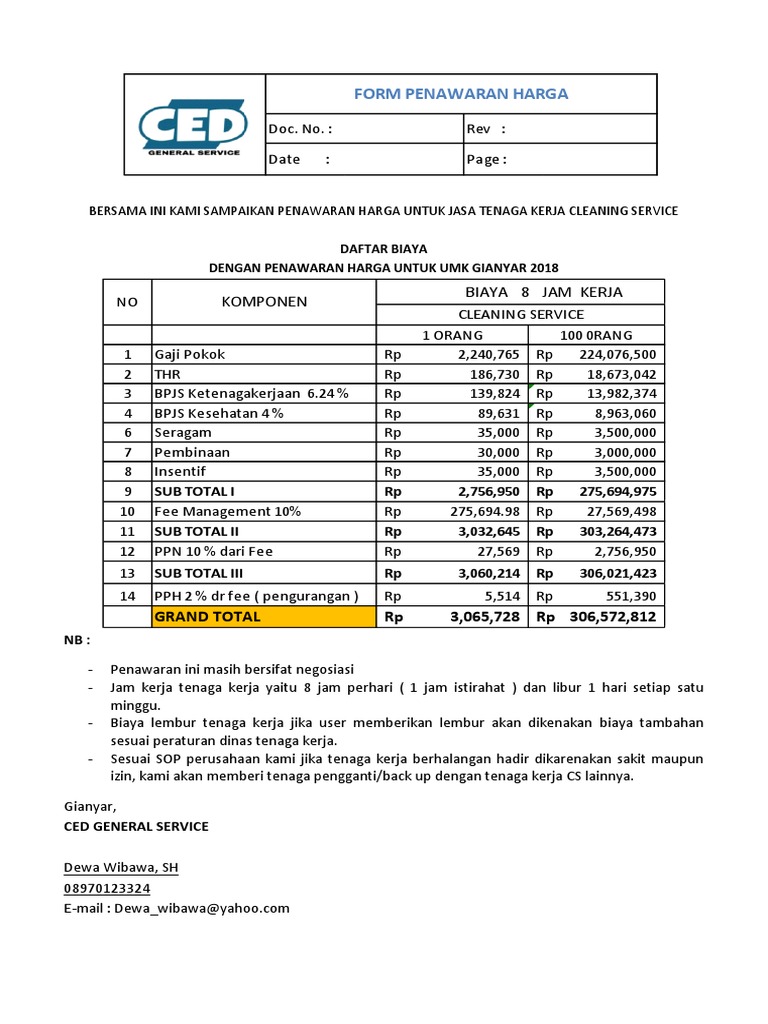 Form Penawaran Harga | PDF