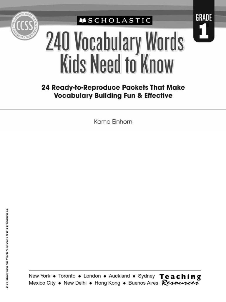240 Vocabulary Words Grade 1 | PDF | Phonics | English Language