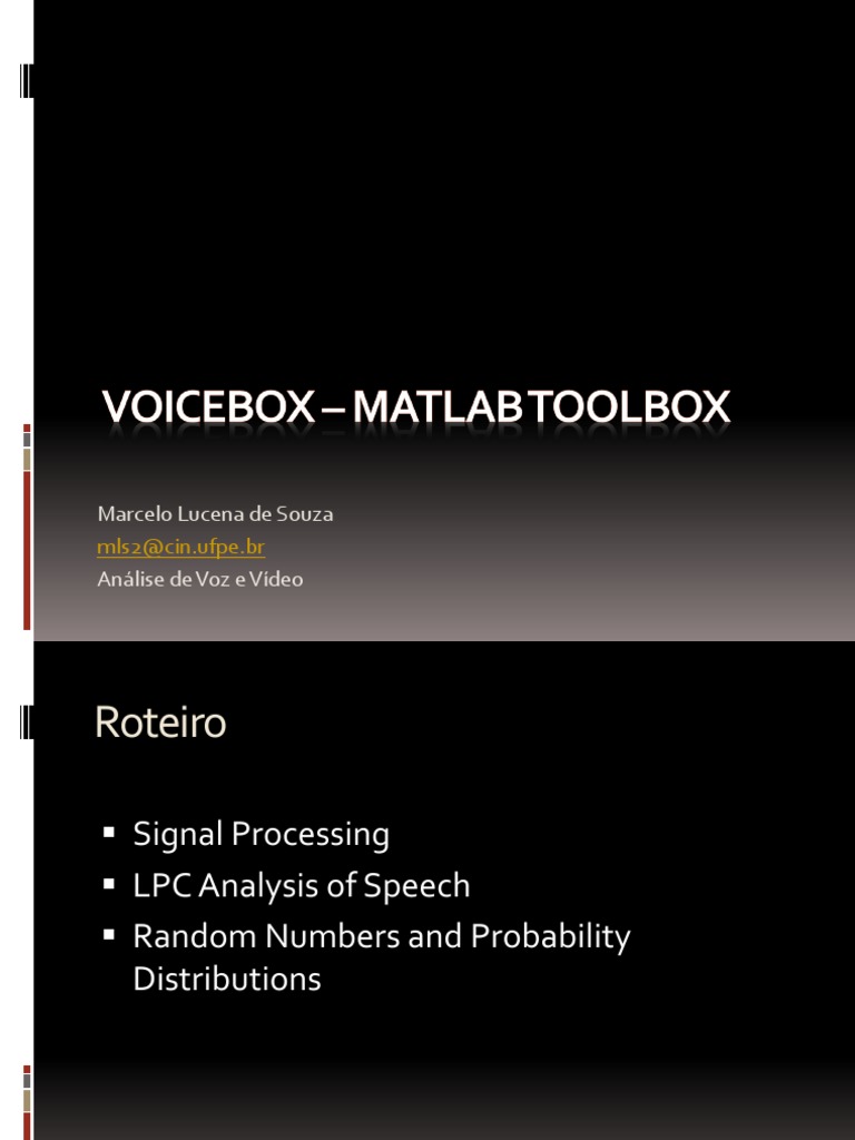 Voicebox - Matlab Toolbox - 2003 | PDF | Teaching Mathematics | Science