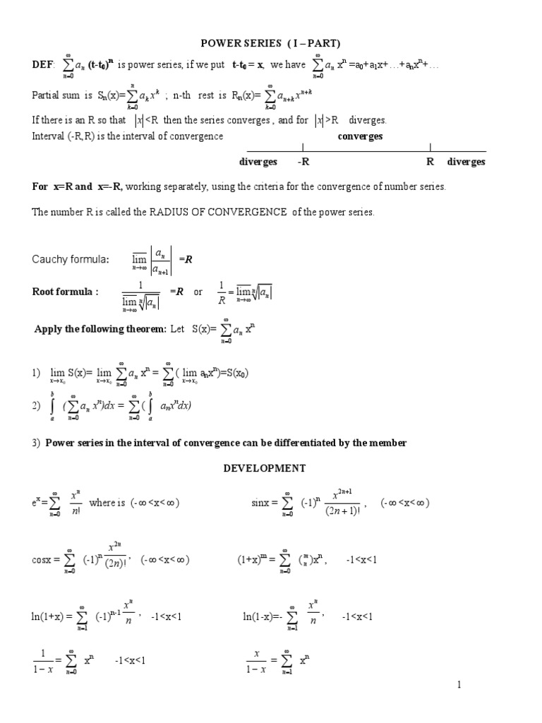 Power Series I Part | PDF | Series (Mathematics) | Power Series