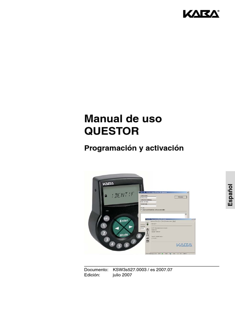 Kaba Questor Operating Instructions Activation and Programming Software ...